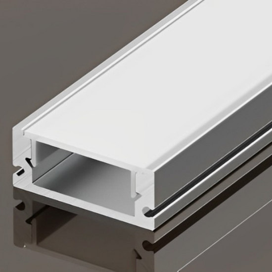 Perfil/Calha de Alumínio Cinza/Preta Saliente c/ Difusor 2 Metros LED7 ...